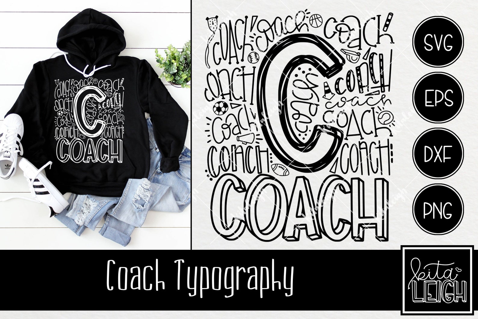 Coach Typography INSTANT DOWNLOAD Dxf Svg Eps Png for Use - Etsy