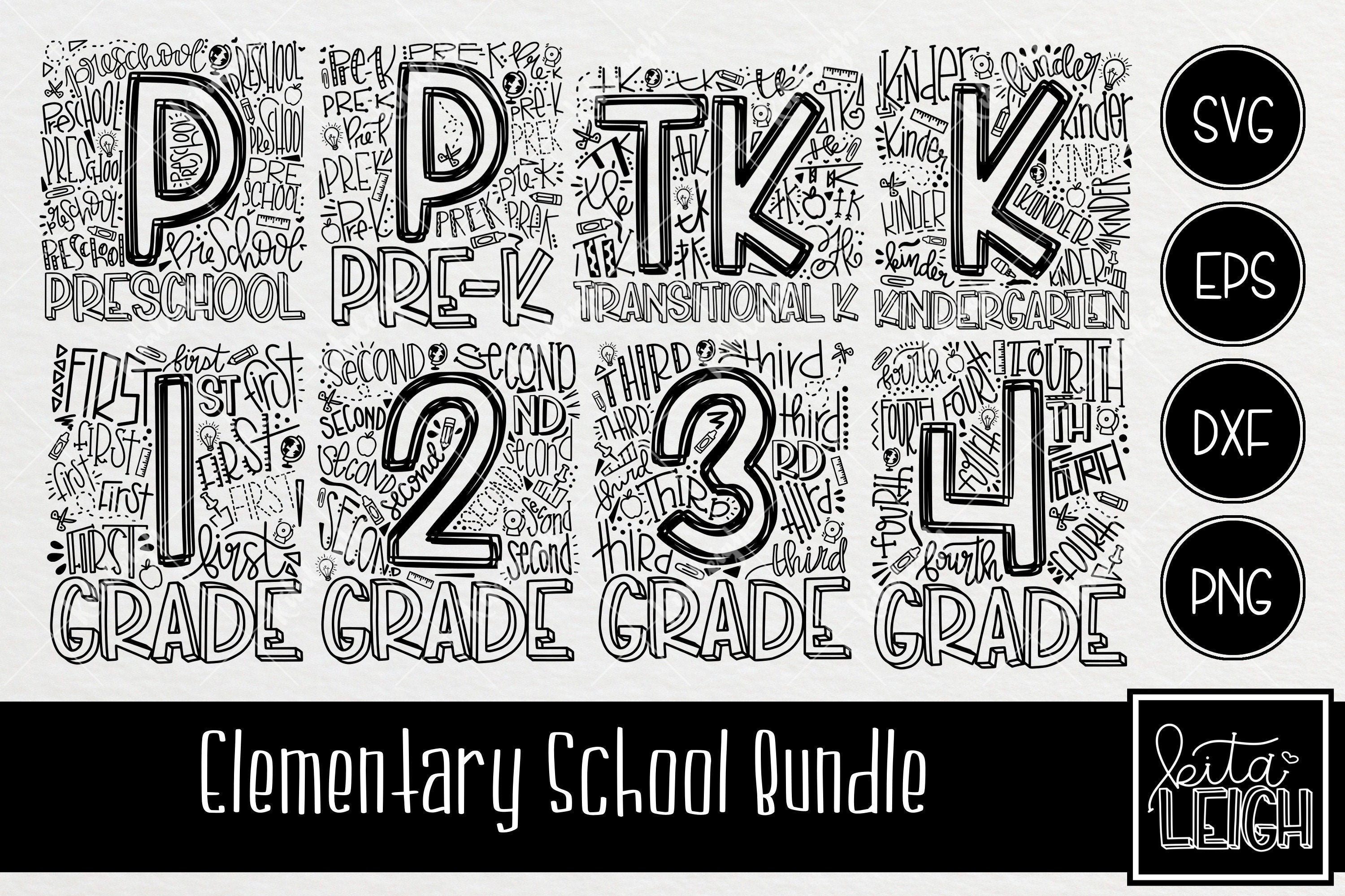 Elementary Typography Grade Bundle INSTANT DOWNLOAD dxf svg | Etsy