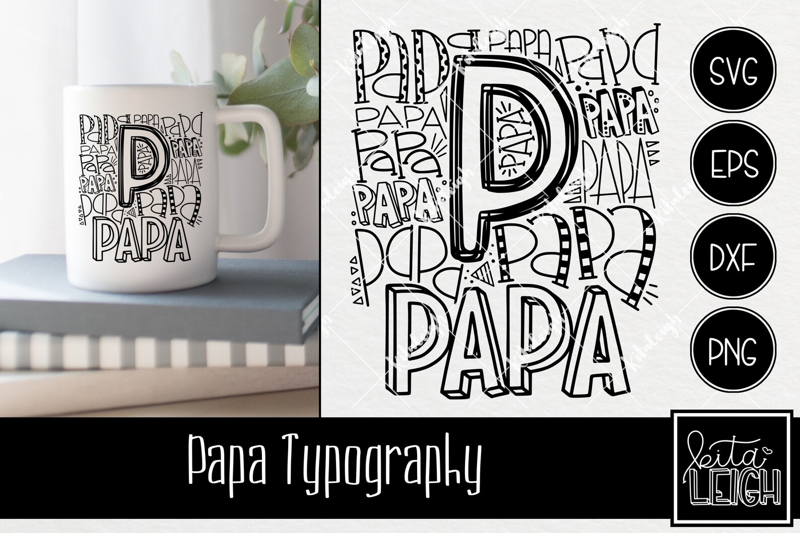 Papa Typography INSTANT DOWNLOAD Dxf Svg Eps Png for Use - Etsy