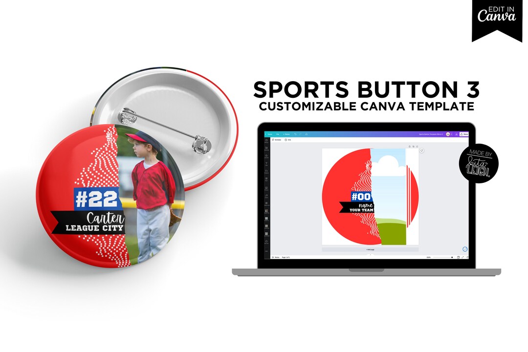 Sports Button Canva Template 3 INSTANT DOWNLOAD - Etsy
