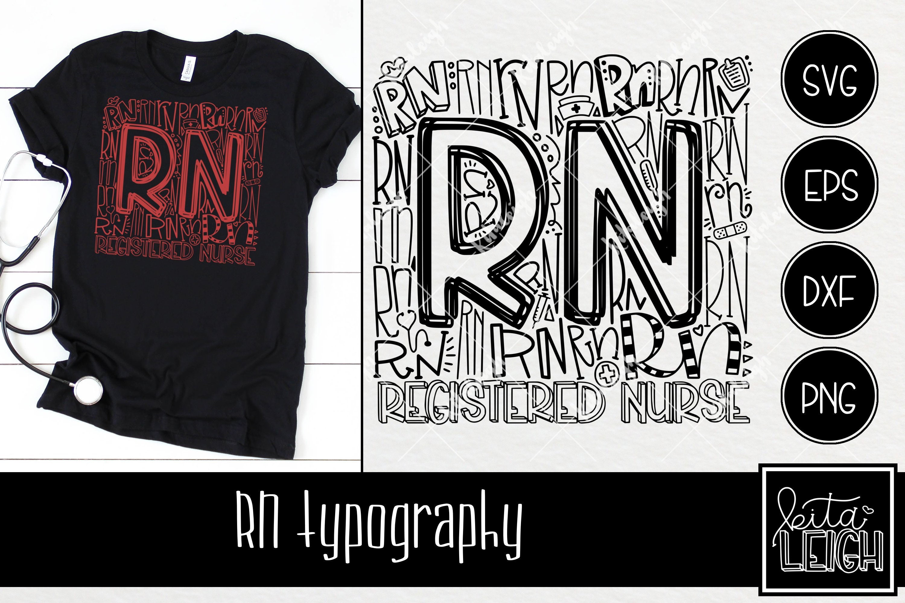 RN Nurse Typography INSTANT DOWNLOAD Dxf Svg Eps Png for - Etsy