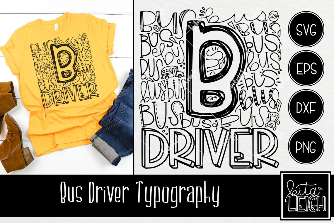 Bus Driver Typography INSTANT DOWNLOAD Dxf Svg Eps Png for - Etsy