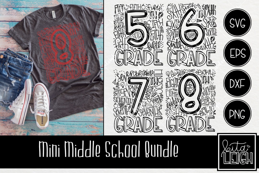 Middle School Typography Bundle INSTANT DOWNLOAD Dxf, Svg, Eps, Png for ...