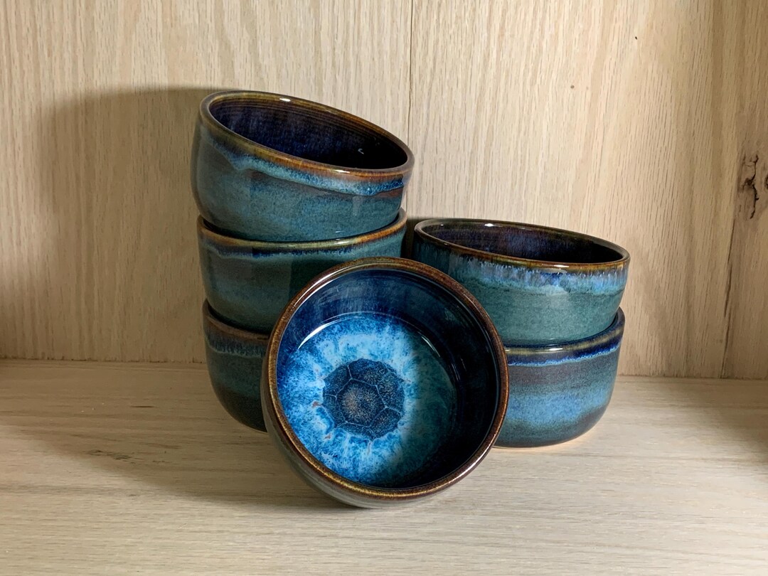 Angeline Handmade Stoneware Decorative Blue Ocean Post-pile Bowls (food ...