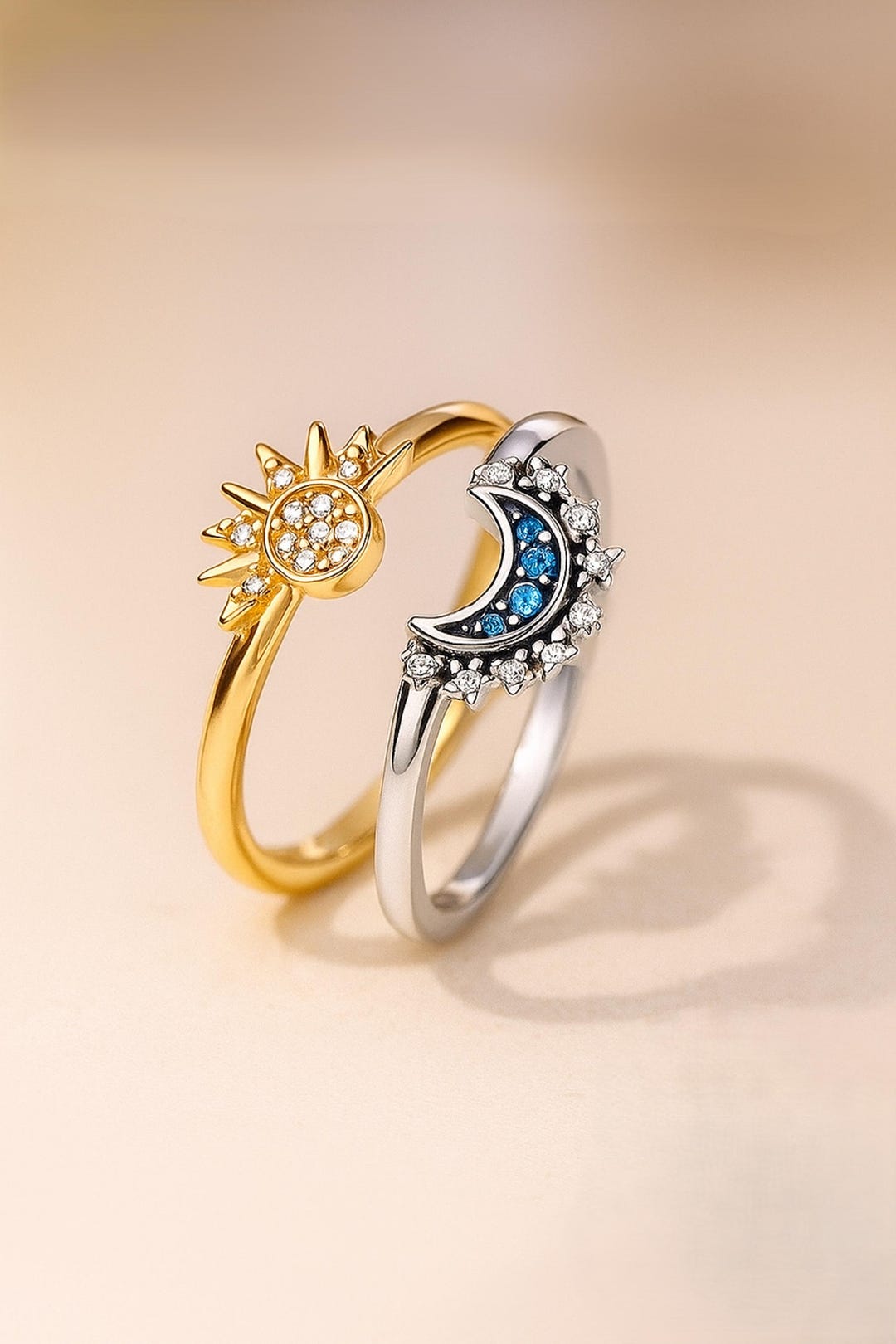 Sun and Moon Matching Rings: Stainless Steel Celestial Jewelry - Etsy UK