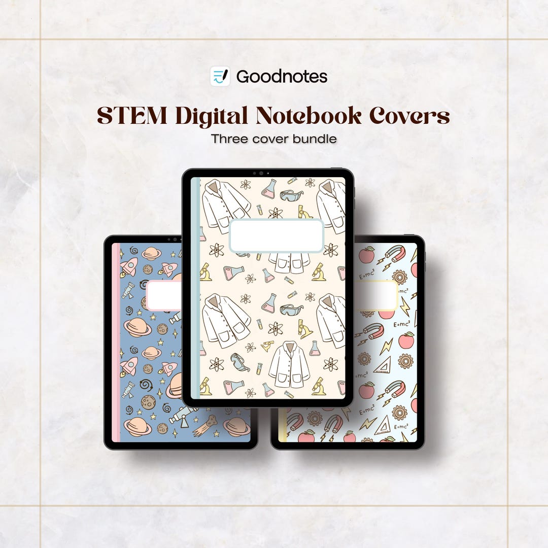 STEM Digital Notebook Cover Bundle (3 Pack) | Goodnotes Covers for ...