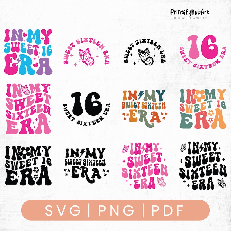 20 in My Sweet Sixteen Era SVG Bundle 16th Birthday Era Svg, Retro ...