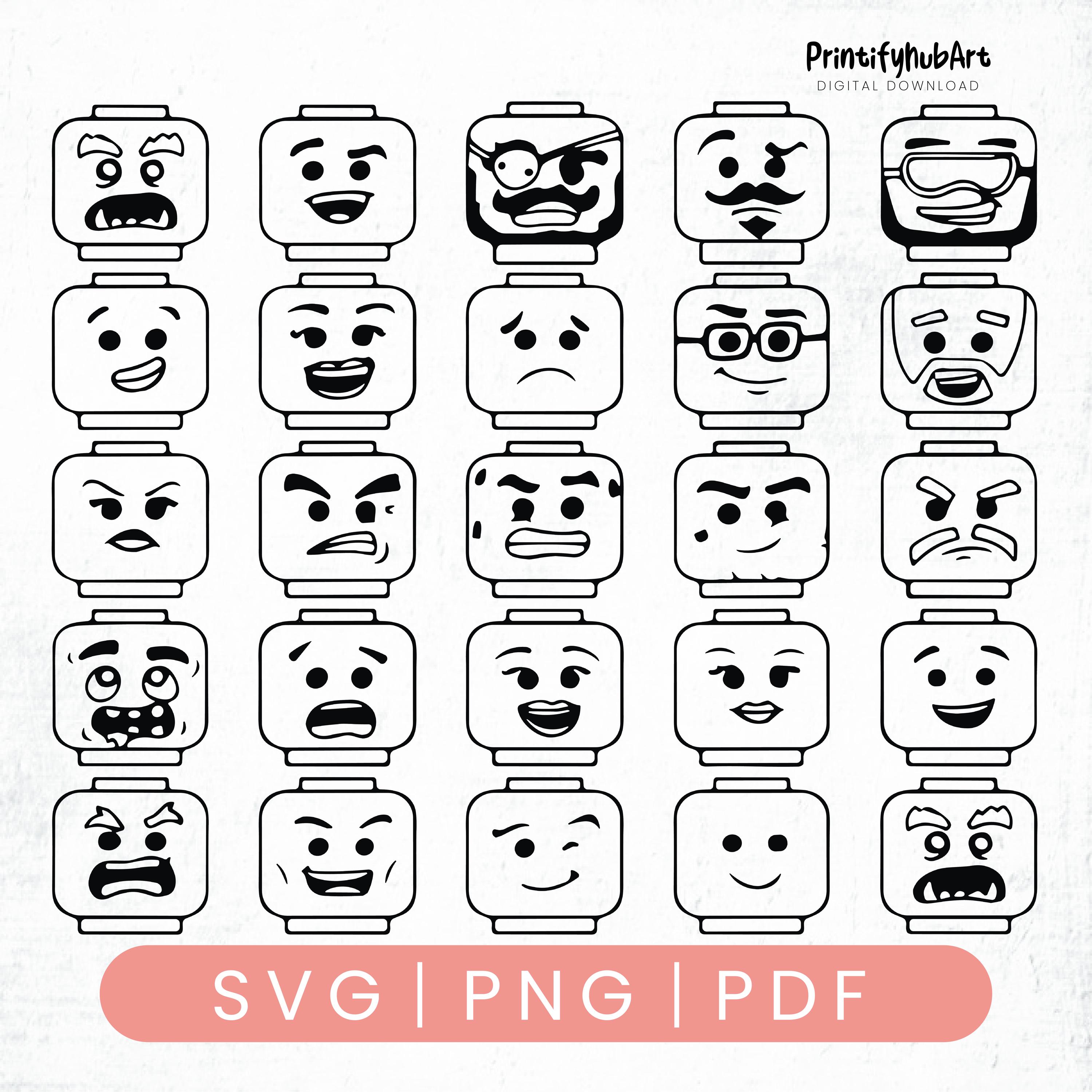 Brick Faces Svg Bundle, Kids Toys Svg Png, Brick Svg Png, Building ...