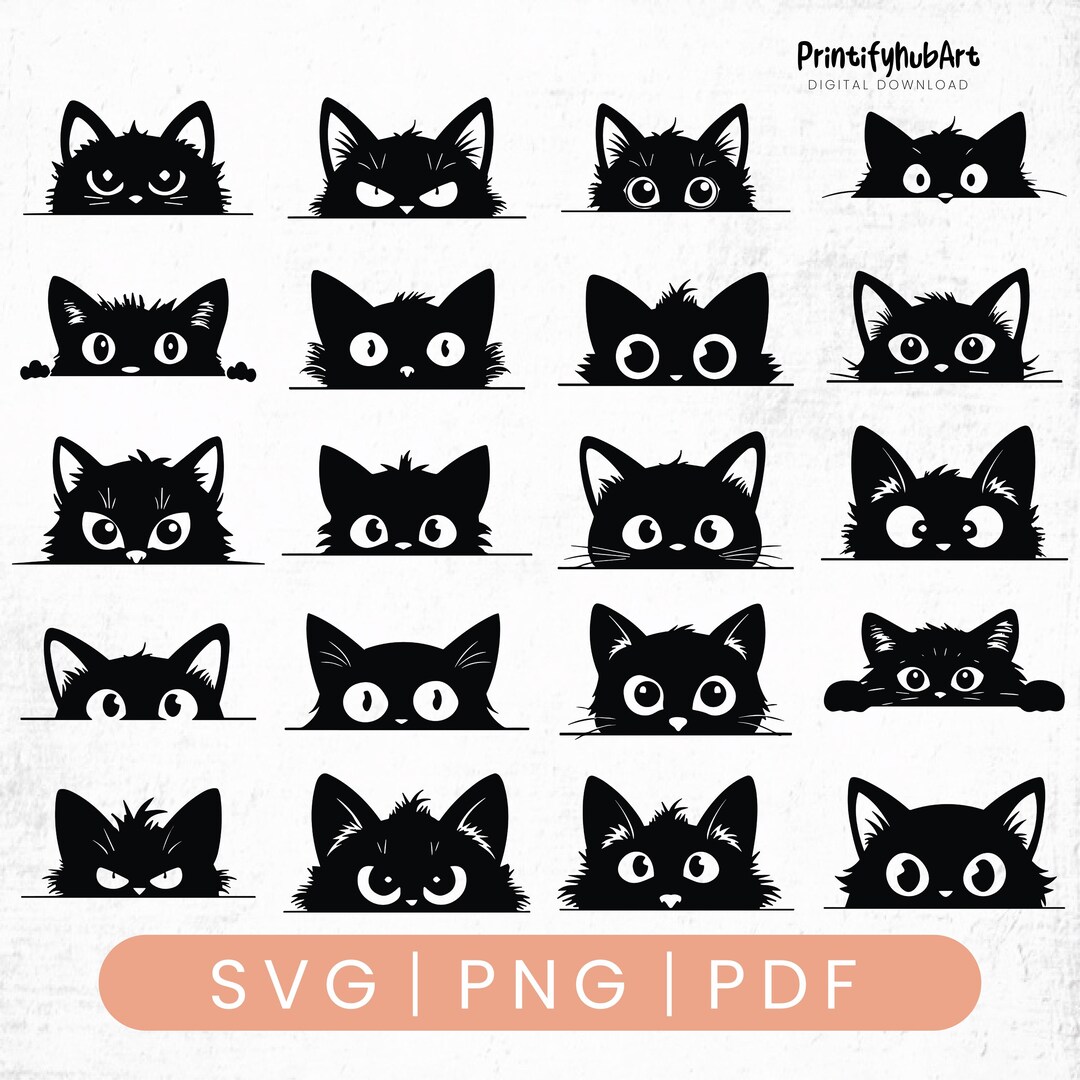 Peeking Cat SVG Bundle, Curious Kitten Clipart, Peeking Cats T-shirt ...