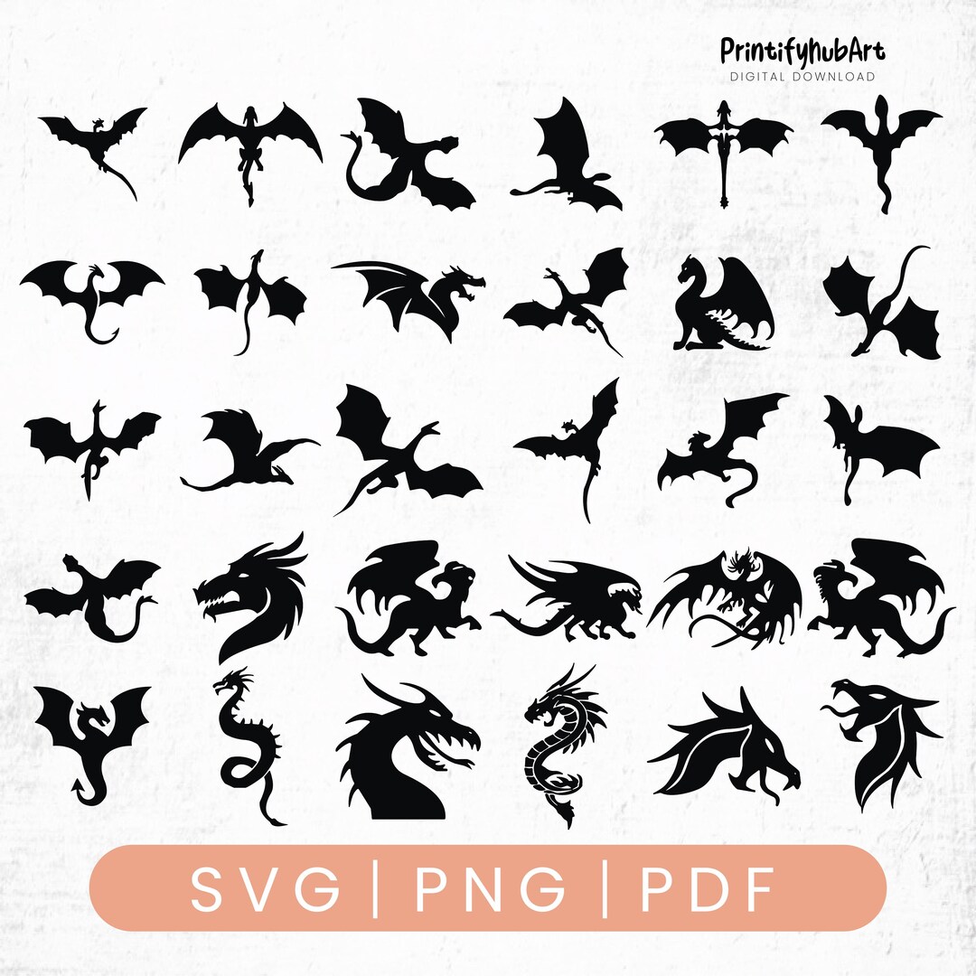 Dragon SVG Bundle, Dragons SVG, Medieval Svg, Fire Dragon Svg ...