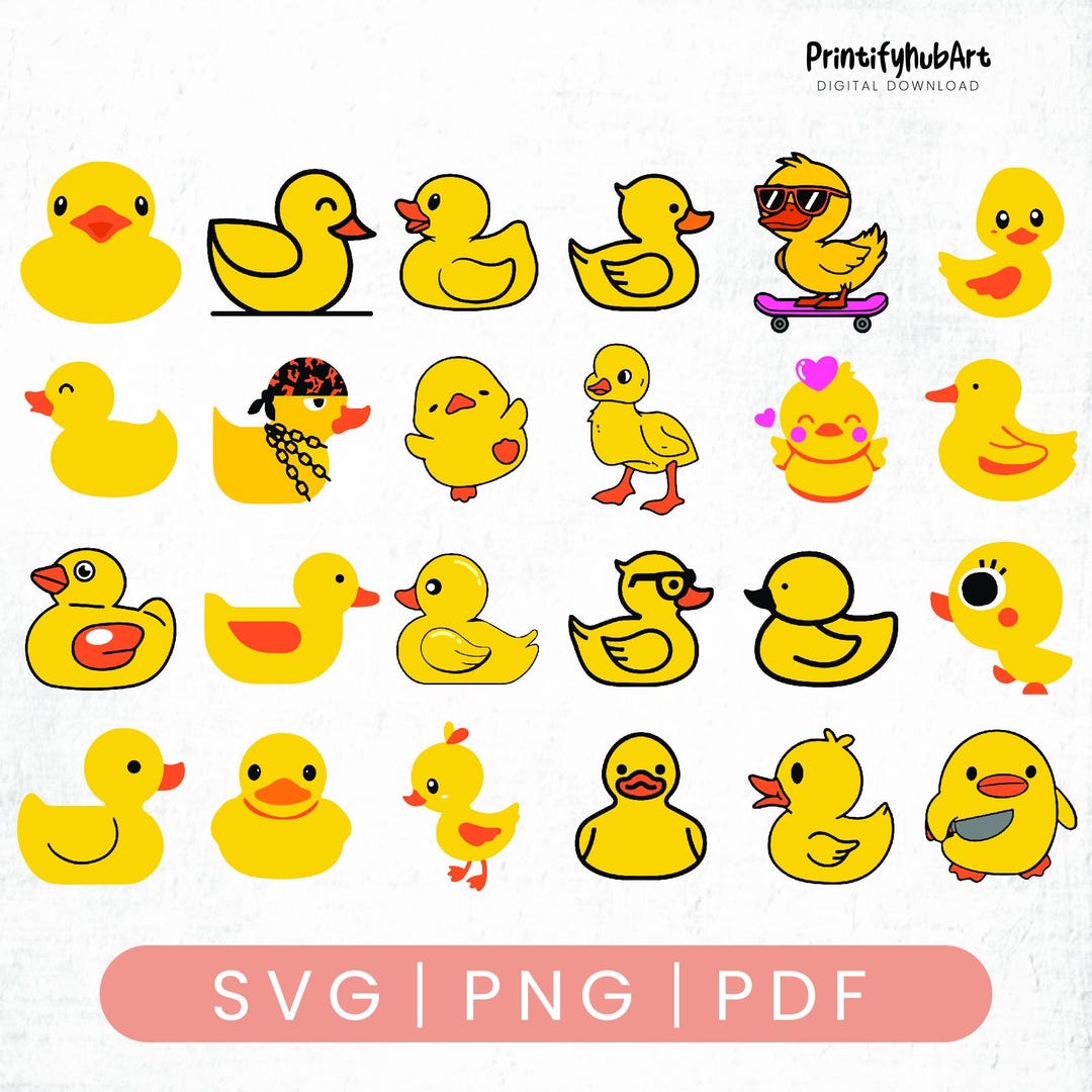 Duck SVG Bundle, Rubber Duck Clipart, Cute Duck SVG Cut Files for ...