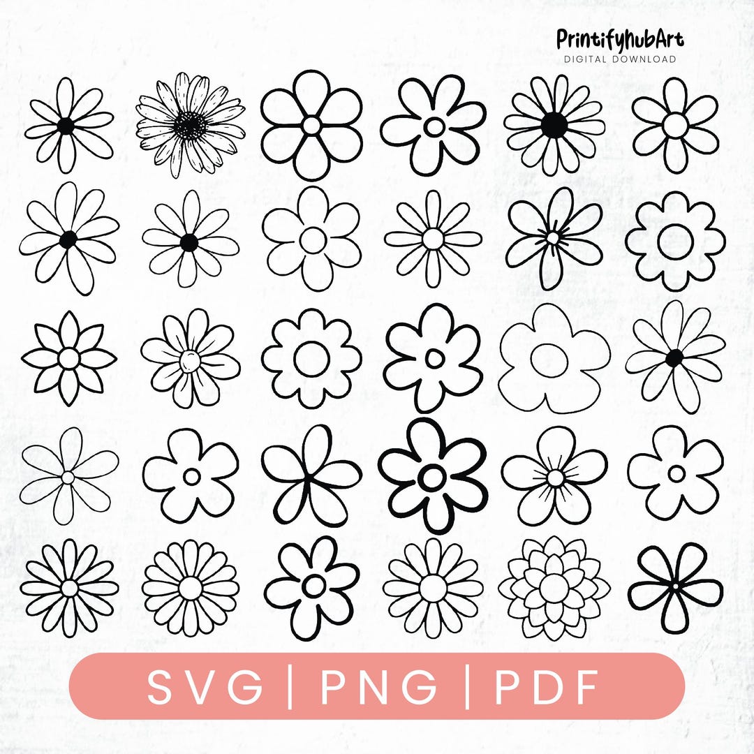 Cute Flowers Svg Png Mega Bundle, Flower Svg, Flowers Svg, Flower ...