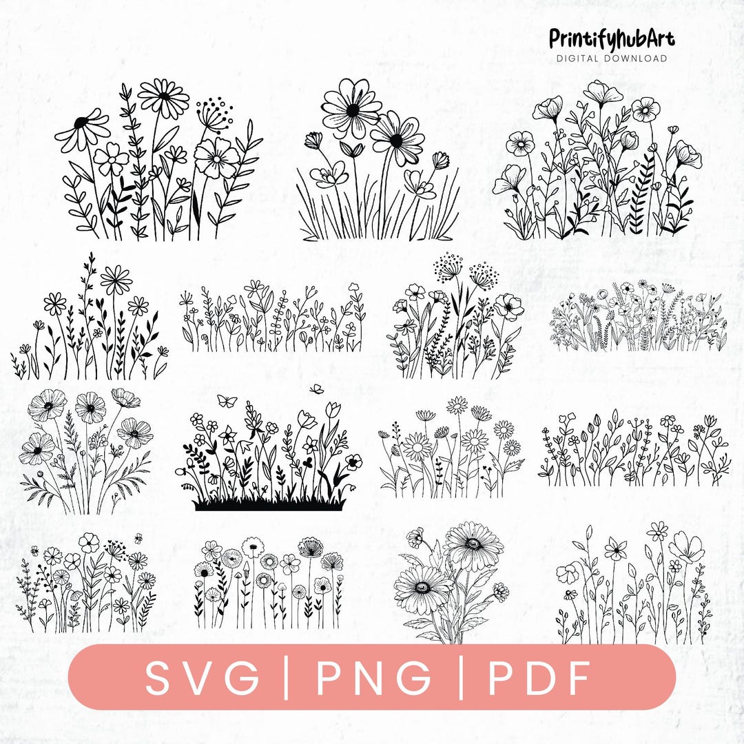 Floral Svg Bundle, Flower Svg Bundle, Flowers Bundle SVG, Wildflower ...