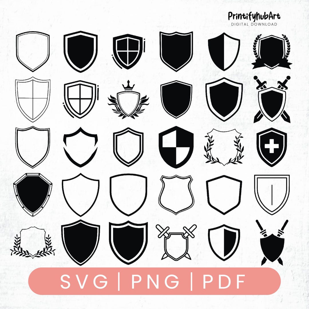 Shield SVG Bundle, Shield PNG Bundle, Shield Clipart, Shield SVG Cut ...