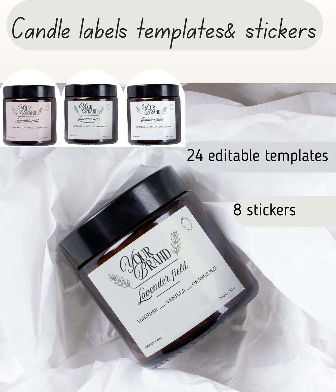 Editable Candle Label Template: DIY Stickers, Instant Download - Etsy