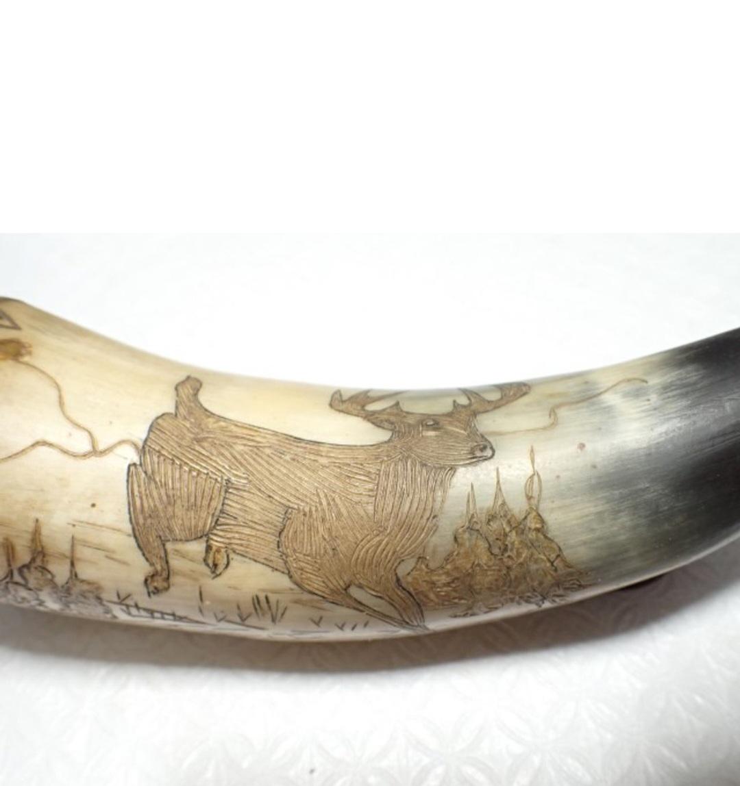 Antique Engraved Powder Horn – 19th Century Deer Hunting Folk Art - Etsy