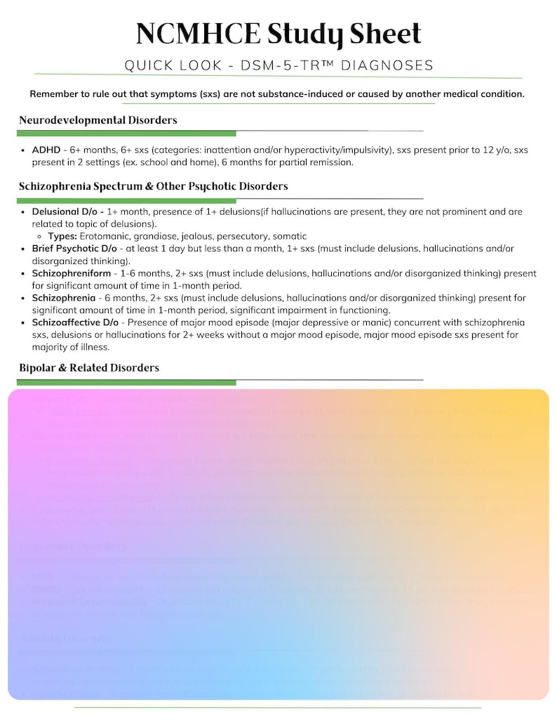 NCMHCE Study Sheet - National Clinical Mental Health Counseling ...