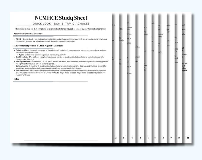 NCMHCE Study Sheet With Note Space - National Clinical Mental Health ...