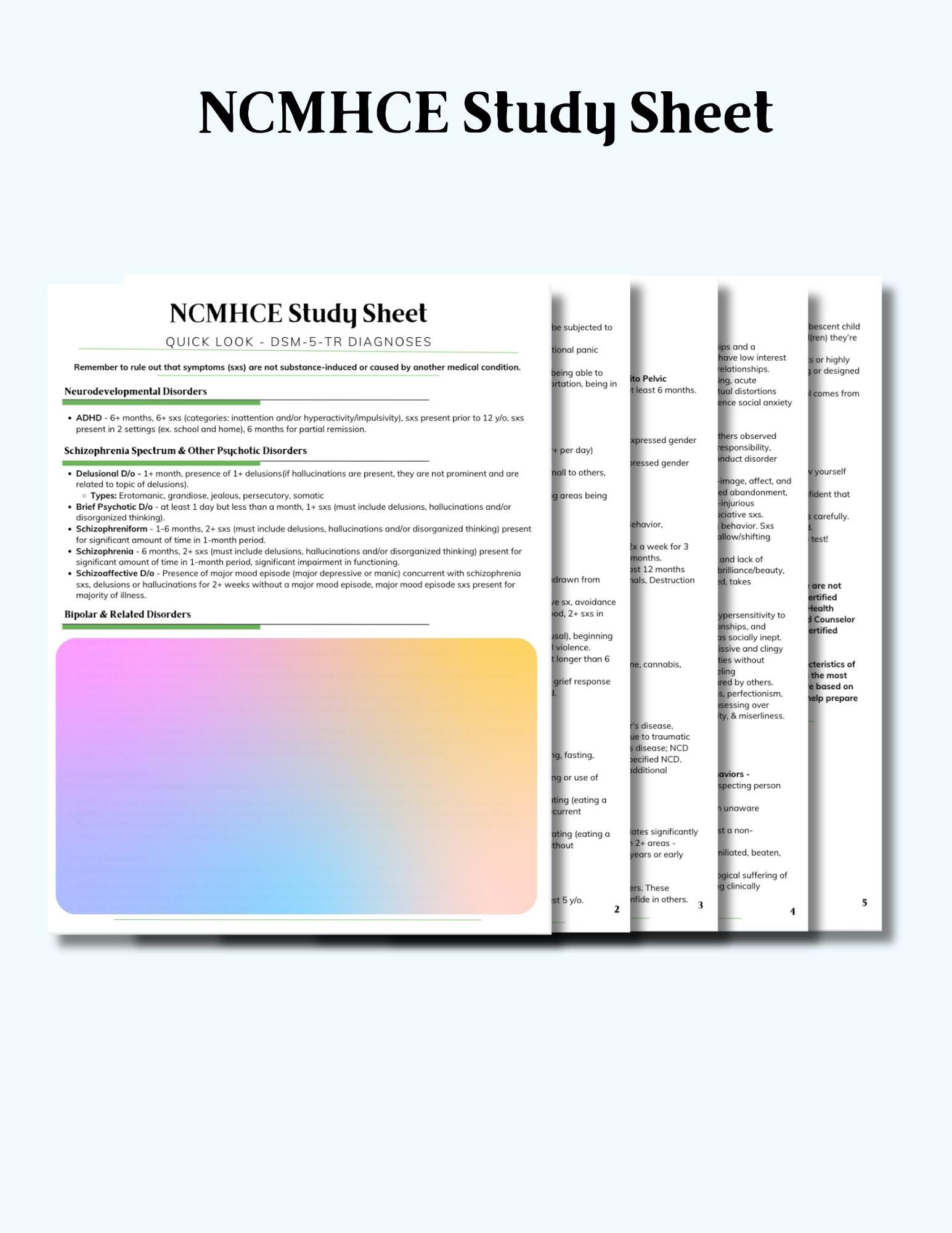 NCMHCE Study Sheet - National Clinical Mental Health Counseling ...