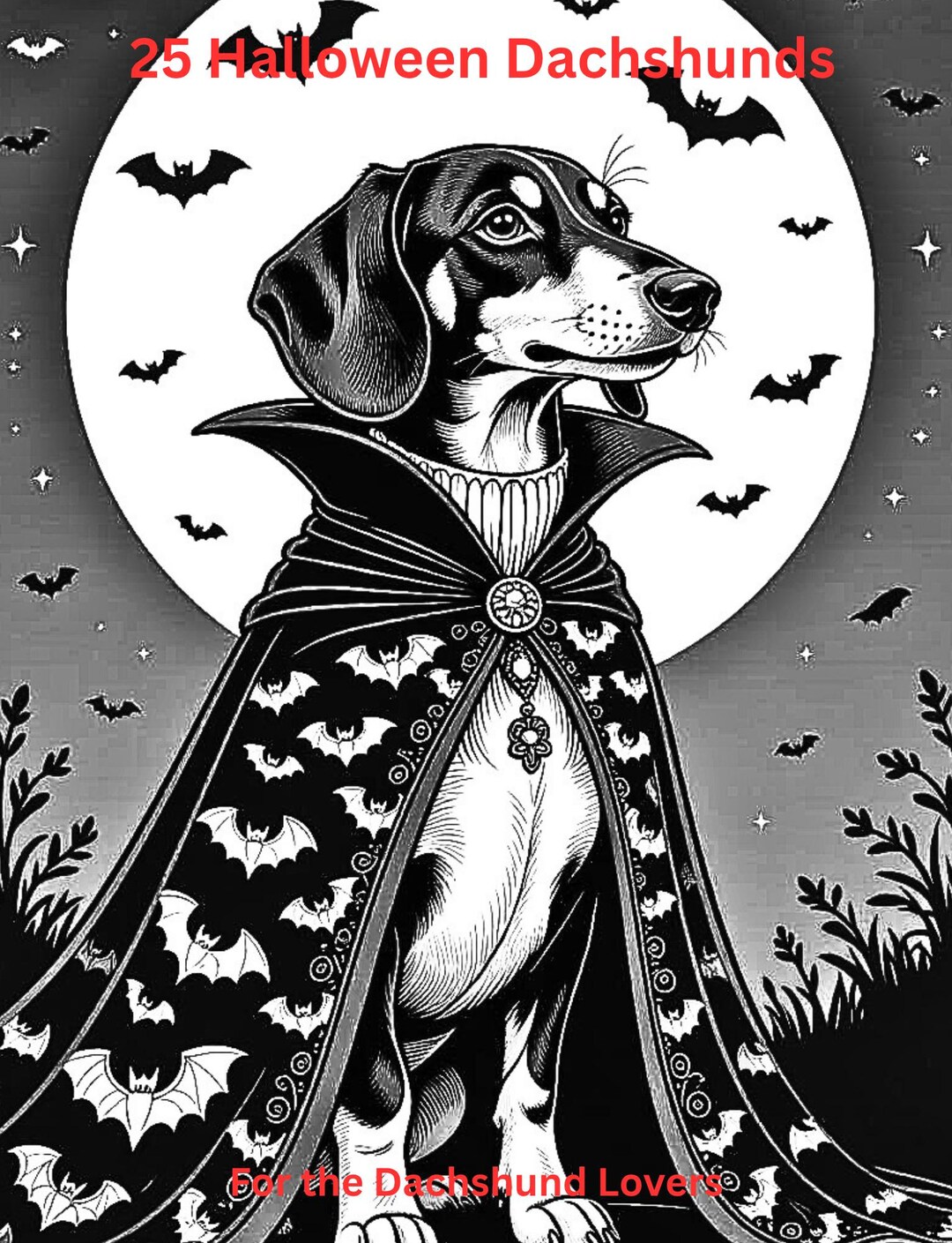 Dachshund Coloring Book (digital): Halloween Dachshunds - Etsy