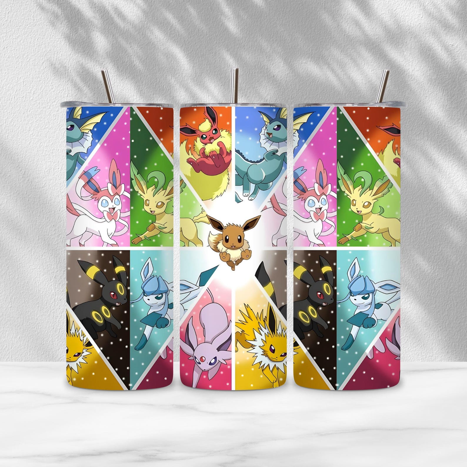 Pokemon Eevee Evolutions Inspired Tumbler Wrap | 20oz Skinny Tumbler ...