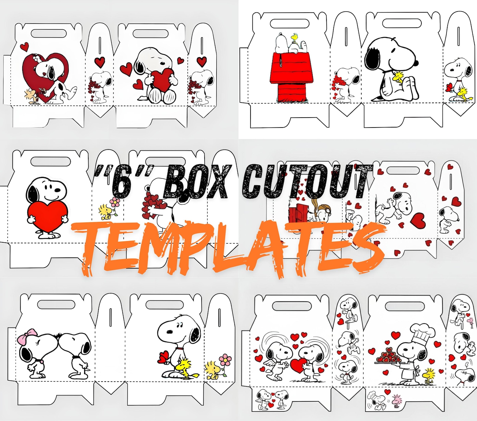 DIY Snoopy Box Cutout Templates Bundle – 6 Designs Printable Gift Boxes ...