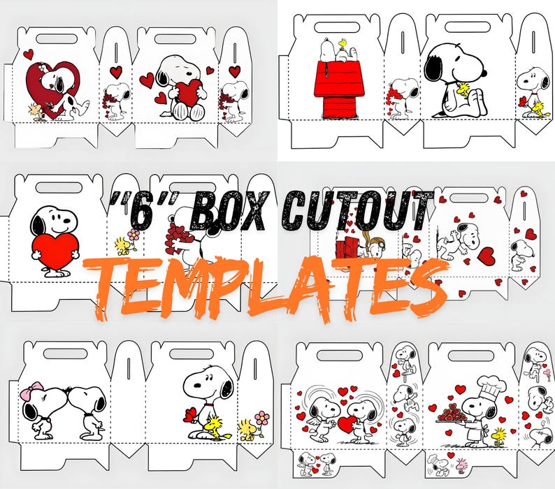 DIY Snoopy Box Cutout Templates Bundle – 6 Designs Printable Gift Boxes ...