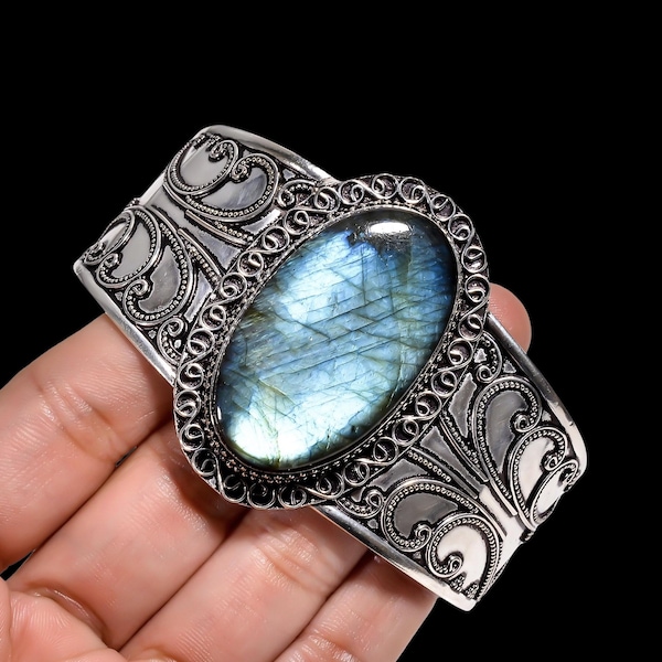 Labradorite Cuff Bracelet - Etsy