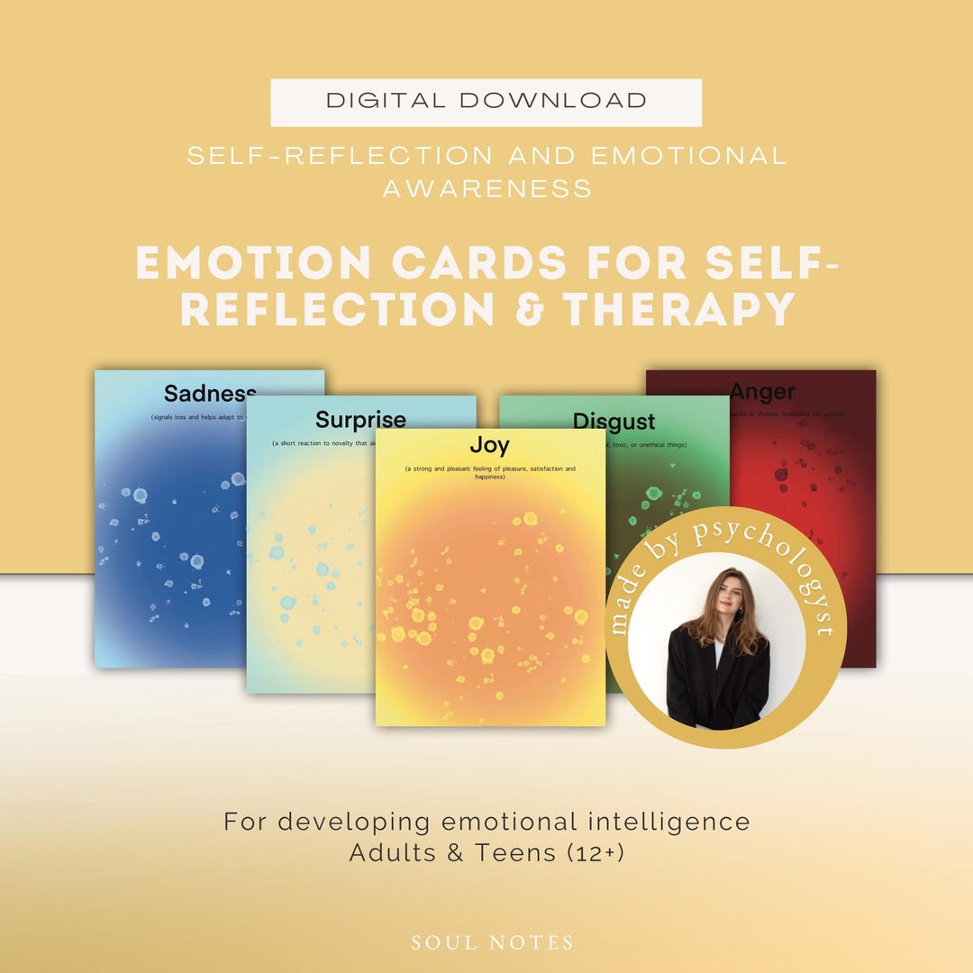 Emotion Cards for Self-reflection and Therapy | Printable Digital Cards ...