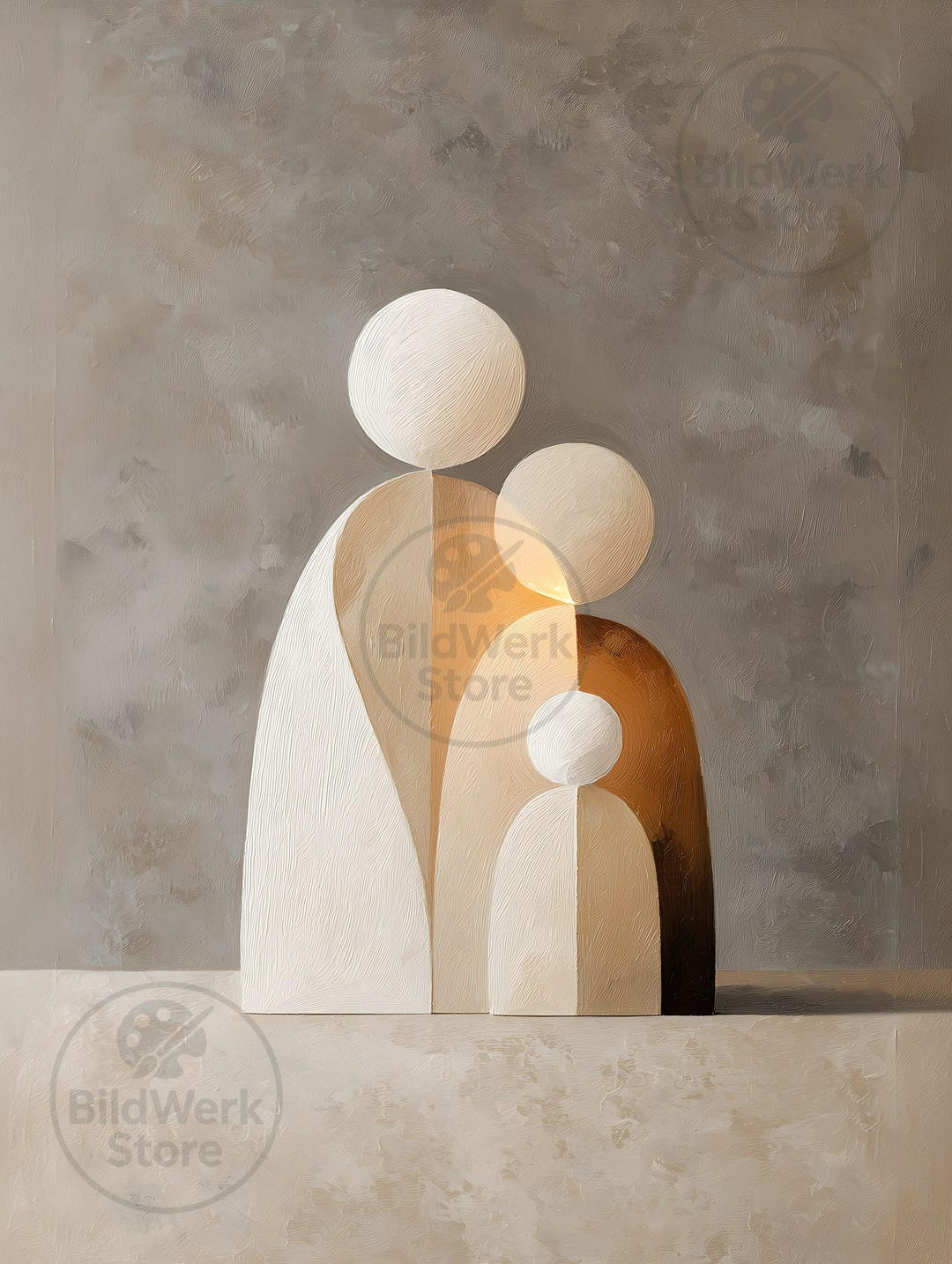 Minimalist Holy Family Painting: Abstract Nativity Art (digital ...