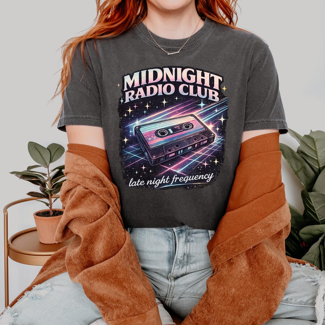 Midnight Radio Club Shirt, Synthwave Cassette Tape Graphic Tee, 80s ...