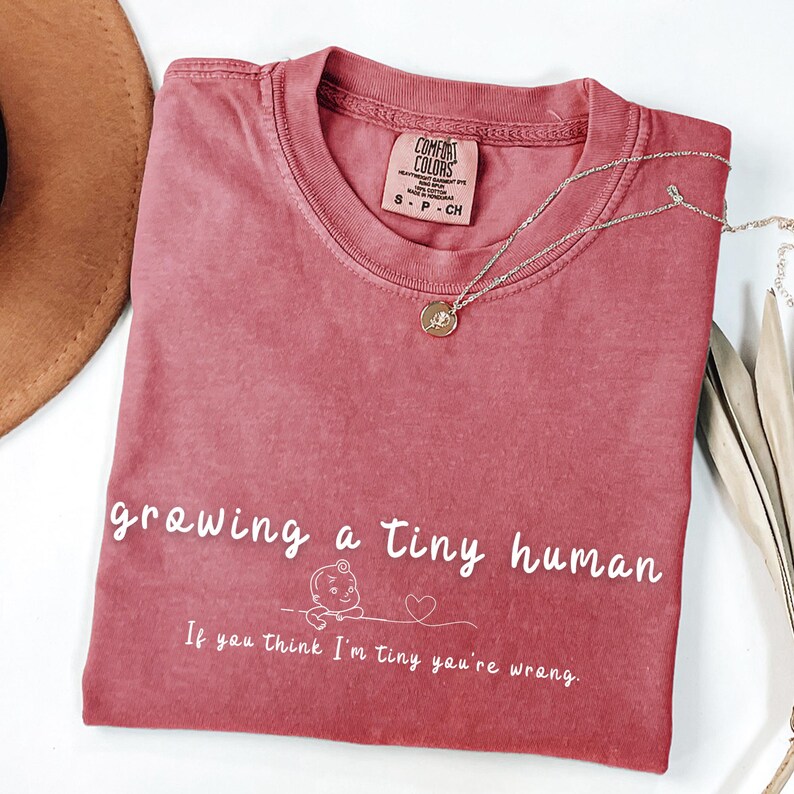 Cute Pregnancy T-shirt, Growing a Tiny Human, Pregnancy Announcement ...