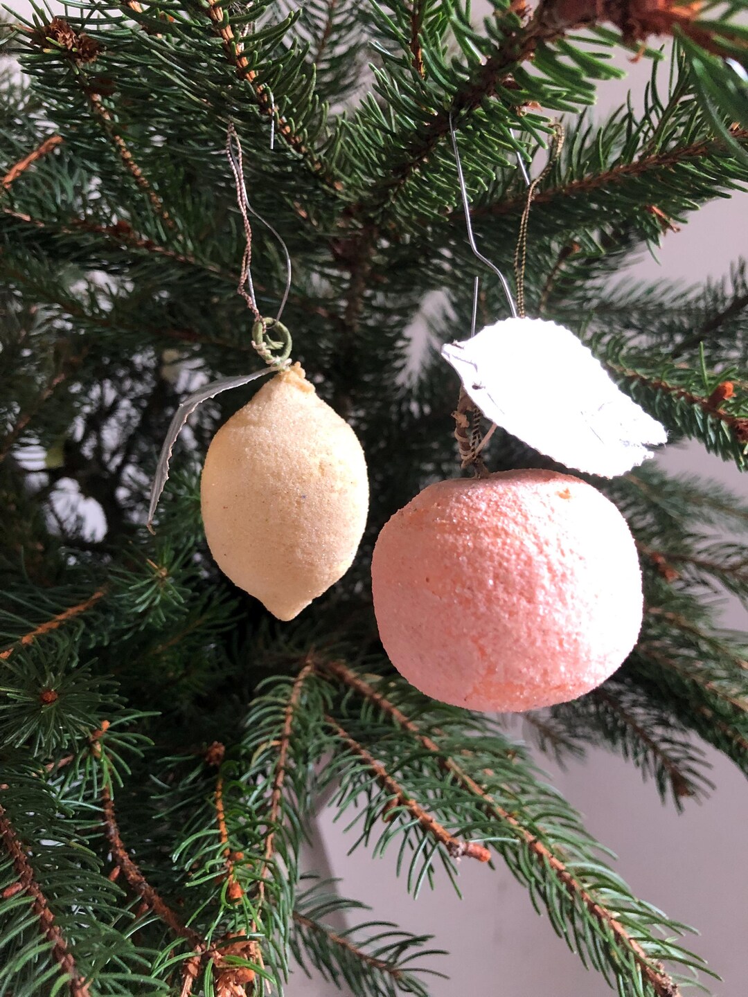 Pair of Antique Spun Paper Christmas Ornaments, Gablonz Ornaments ...