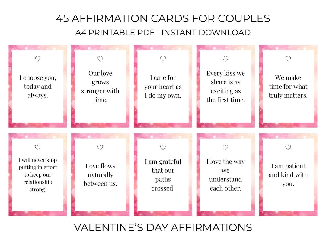 Couples Valentine’s Day Affirmation Cards | Printable Love Affirmations ...