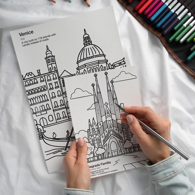 50 World Landmarks Coloring Pages for Kids: Educational Activity (PDF ...