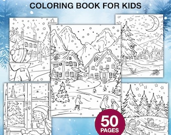 Winter Coloring Pages for Kids - Winter Coloring Book - Snowman, Ice ...