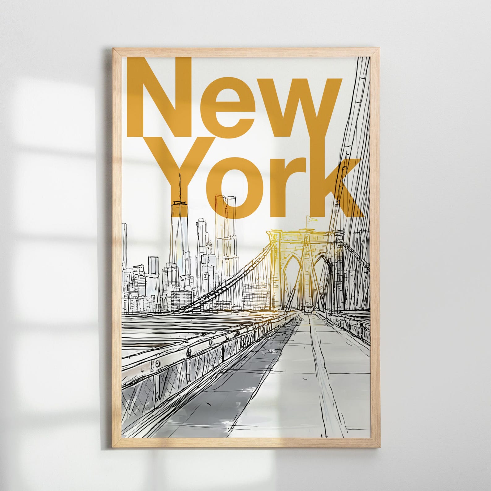 Brooklyn Bridge Printable Poster – New York City Wall Art, NYC Skyline ...