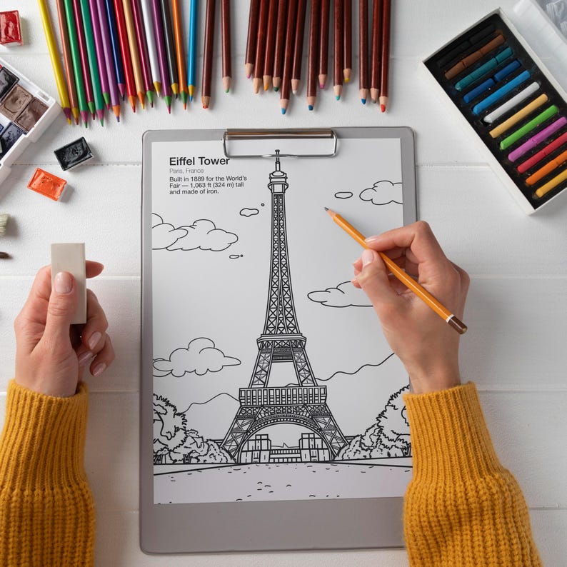 50 World Landmarks Coloring Pages for Kids: Educational Activity (PDF ...