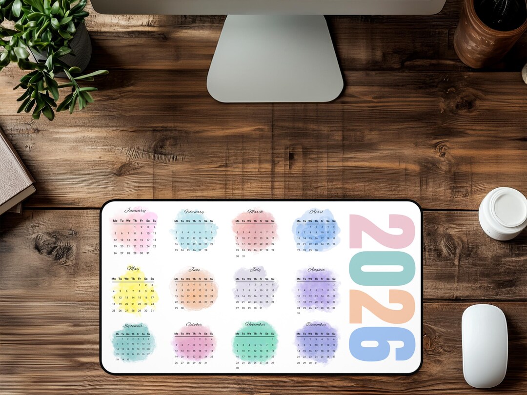 Personalized 2026 Calendar Desk Mat – Custom Dates With Hearts - Etsy