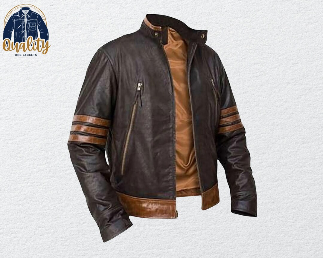 New Arrival Wolverine Jacket – X-men Origins Brown Bomber Leather Biker ...
