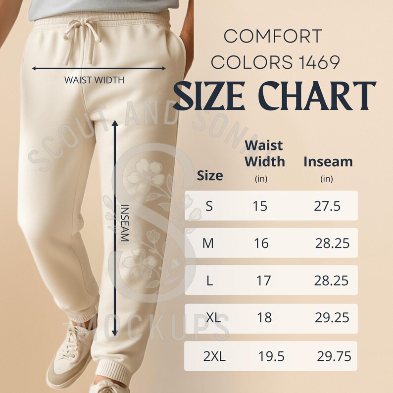 Comfort Colors 1469 Size Chart Mockup - Etsy