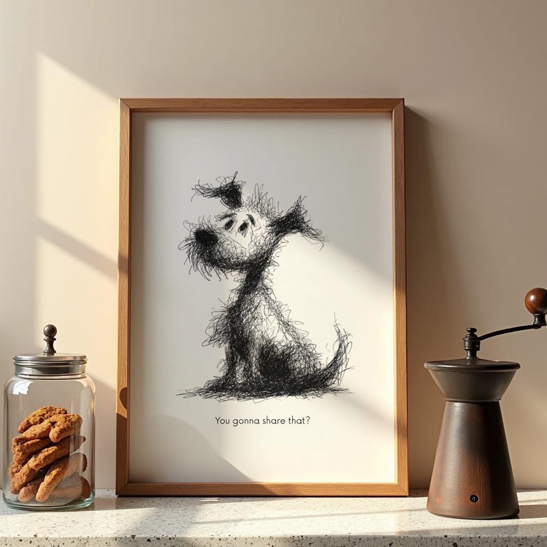 Funny Dog Scribble Art Print – “you Gonna Share That?” (digital ...