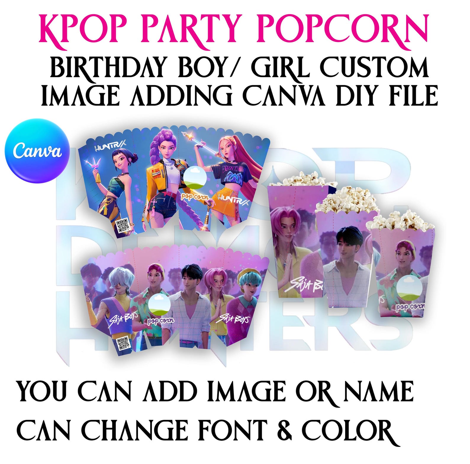 Kpop Birthday Party Set | Huntrix Theme, Editable Decorations (PDF) - Etsy