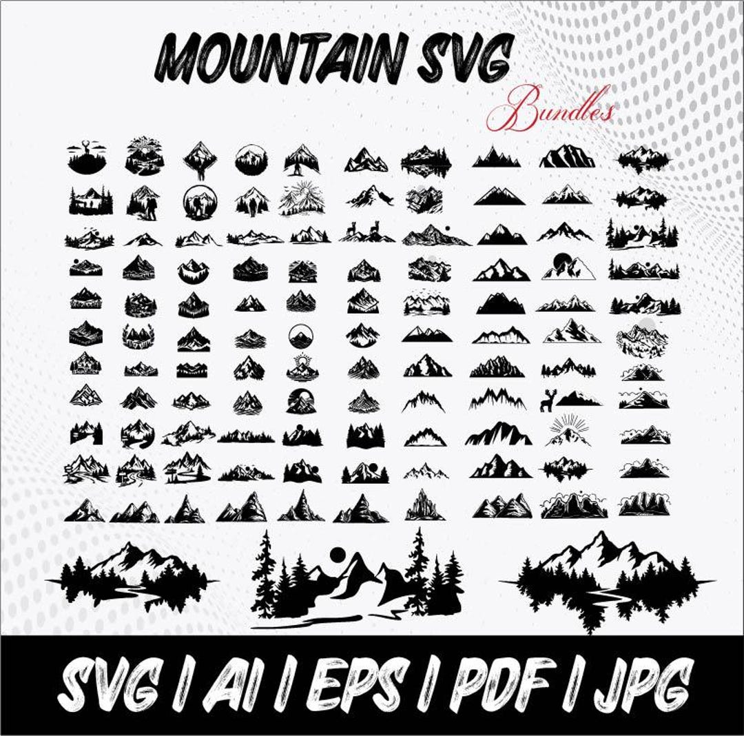 Mountain Landscape SVG Bundle: Trees, Forest, Adventure Clipart ...