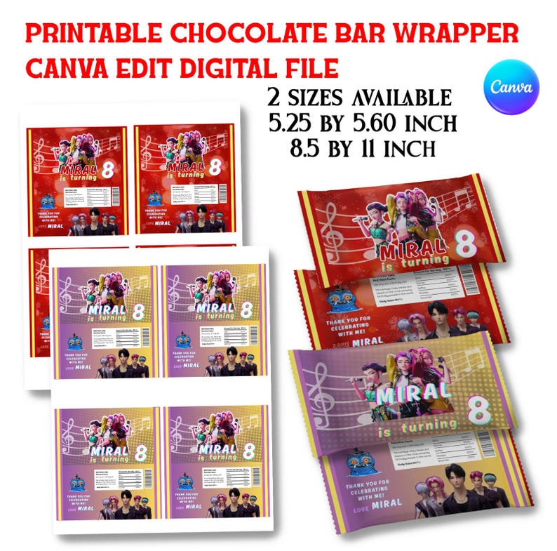 Kpop Demon Hunters Christmas Chocolate Bar Wrapper and Kpop Wrapper, Kpop Candy Bar Label ...