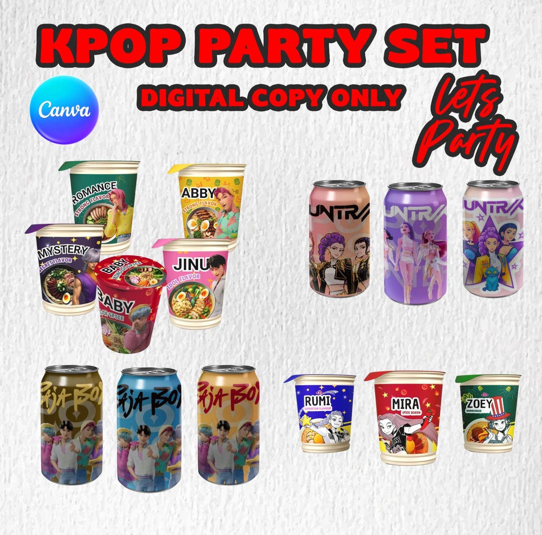 K-pop Demon Hunters Party Bundle | Huntrix & Saja Labels (digital ...