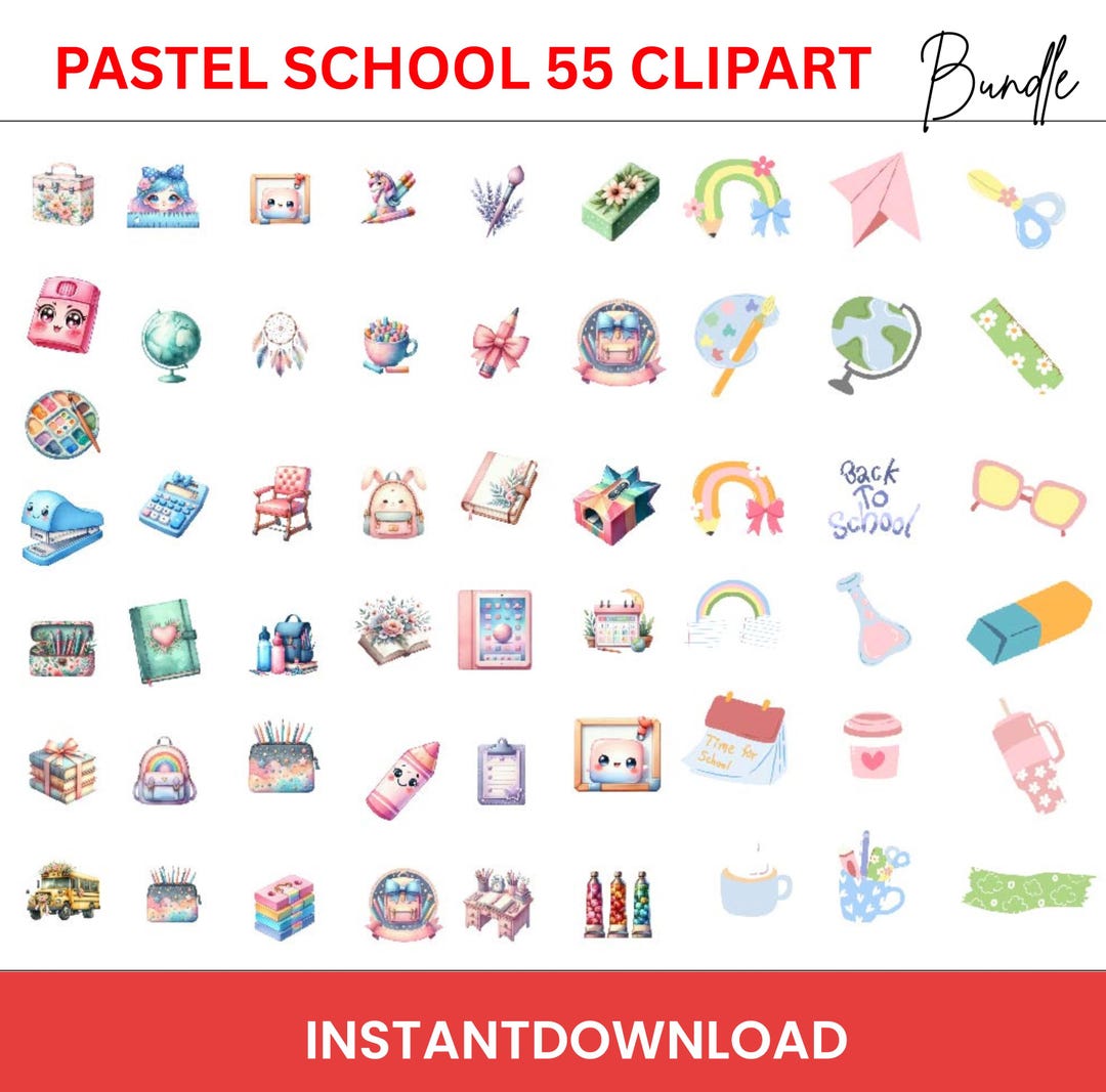 Pastel School Clipart Back to School Teacher Clipart Education Clipart ...
