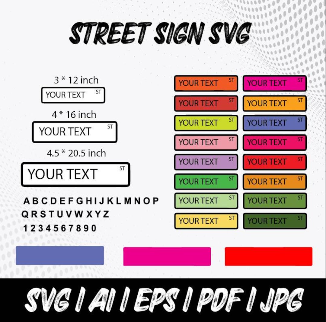 Customizable Street Sign Template, SVG, PNG, PDF (digital Download) - Etsy