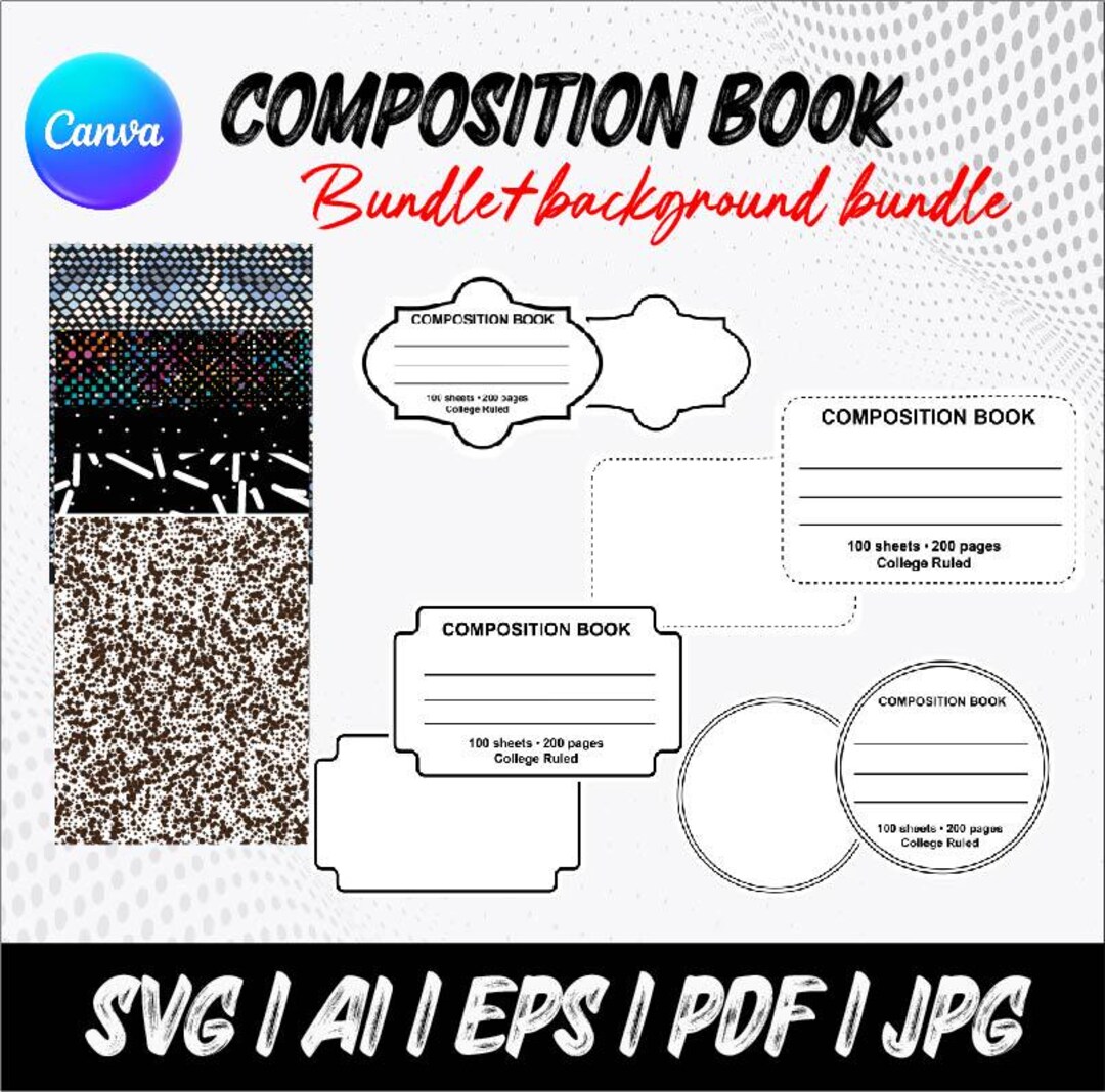 Composition Book Cover Template, DIY Notebook Label (digital Download ...