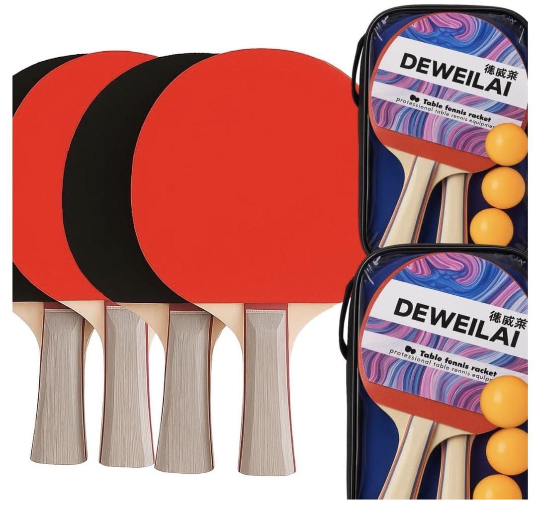 Portable Ping Pong Set – 4 Bats, 6 Balls & Carry Case - Etsy